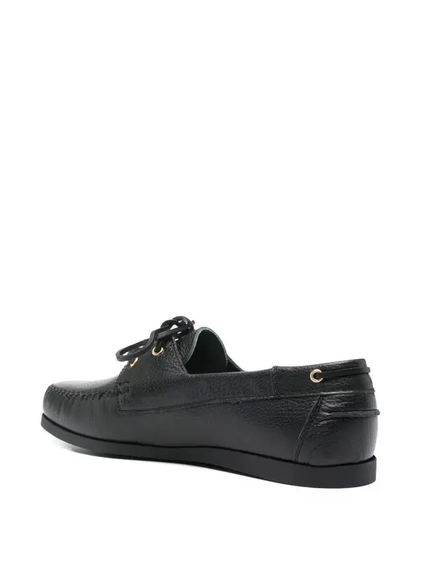 VINNY'S Boatman Lace-up Boat Shoes - Black