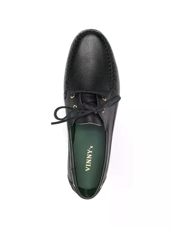 VINNY'S Boatman Lace-up Boat Shoes - Black