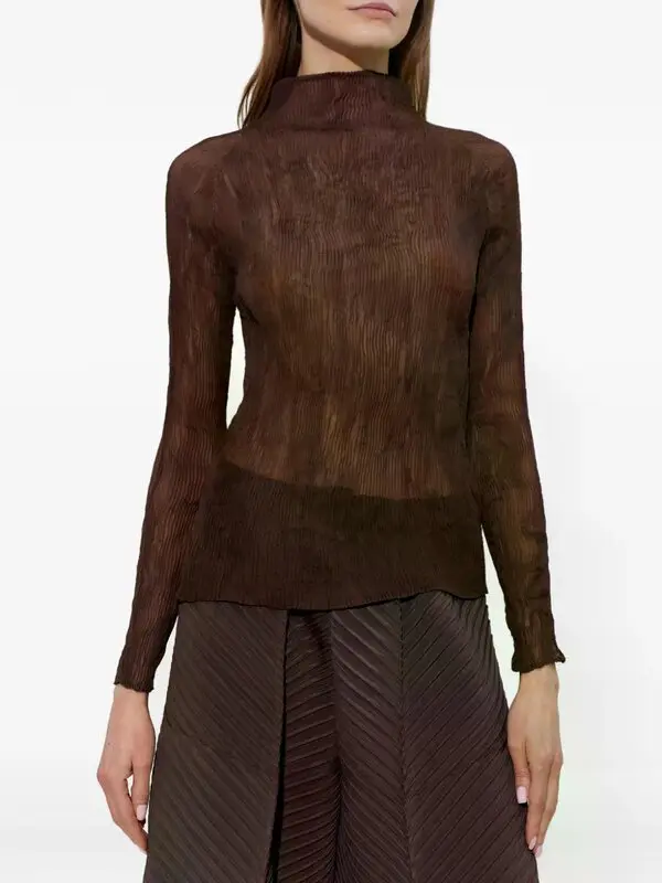 Issey Miyake High-neck Long-sleeved Top