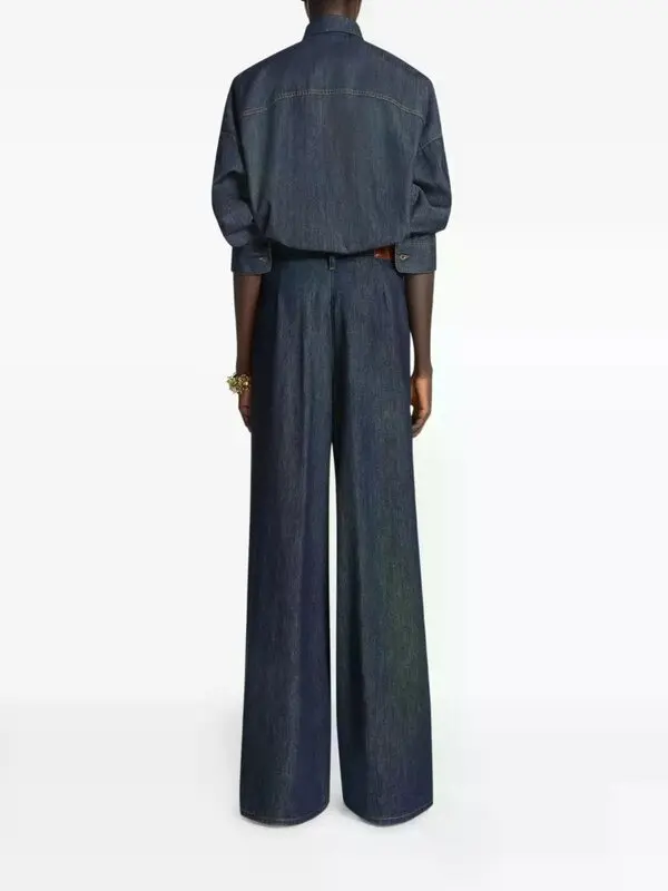 Dries Van Noten Pleated Wide-leg Jeans - Blue