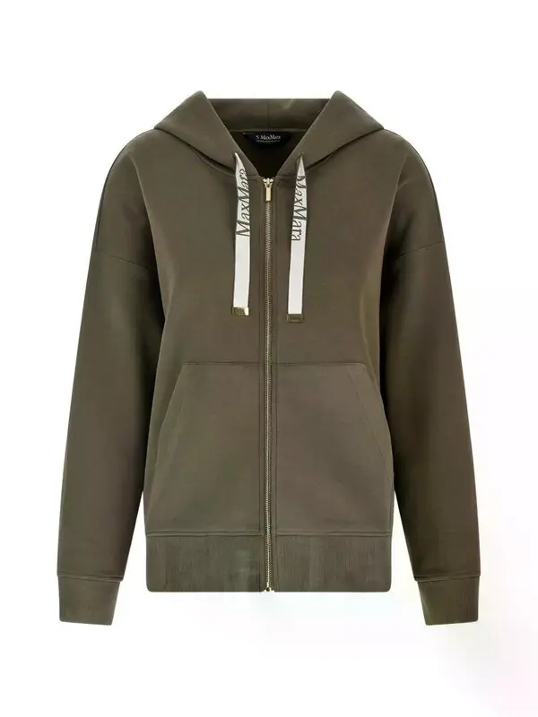 Max Mara Front Zip Cotton Hoodie - Green
