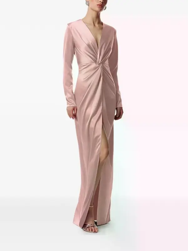 FRAMBOISE Twisted V-neck Gown