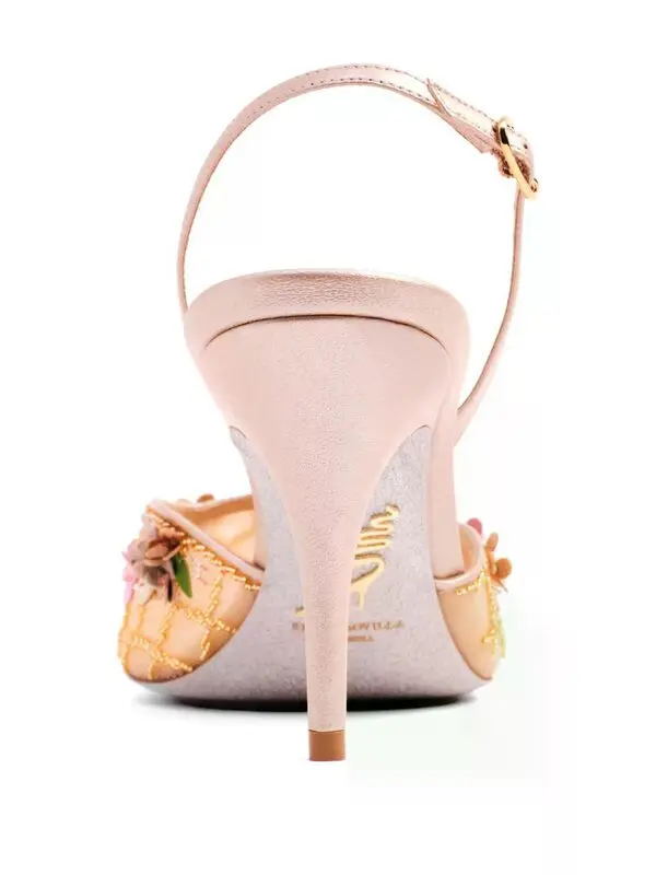 Rene Caovilla Floral-embellished Slingback Sandals