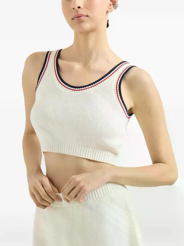 Brunello Cucinelli Cotton Piqué-effect Knit Crop Top - White