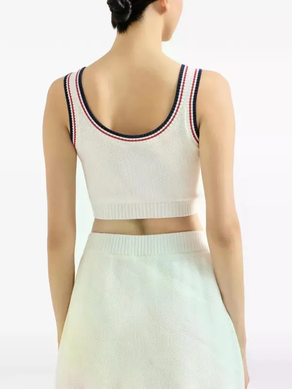 Brunello Cucinelli Cotton Piqué-effect Knit Crop Top - White
