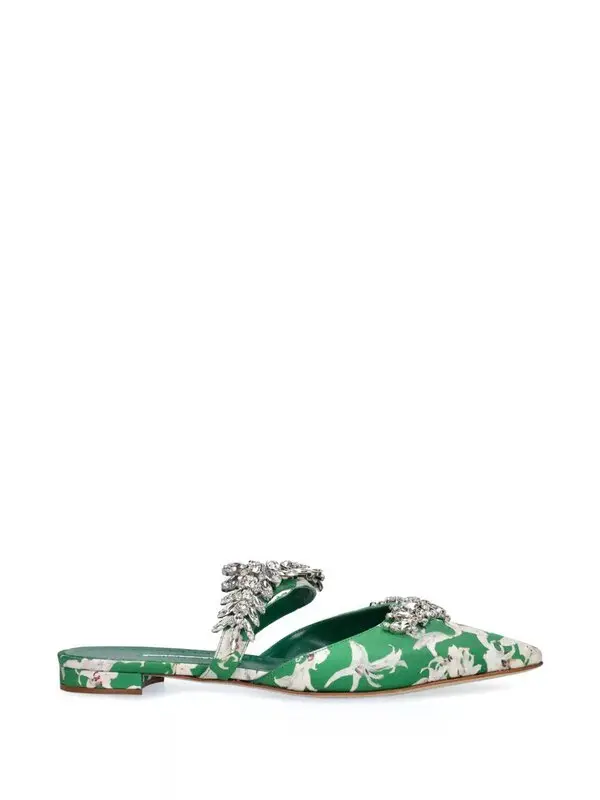Manolo Blahnik Crystal-embellished Mules