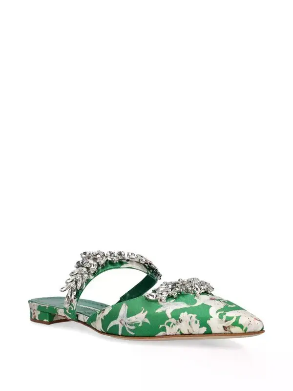 Manolo Blahnik Crystal-embellished Mules