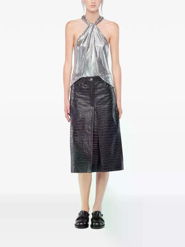 Rabanne Crocodile-effect Leather Skirt - Brown
