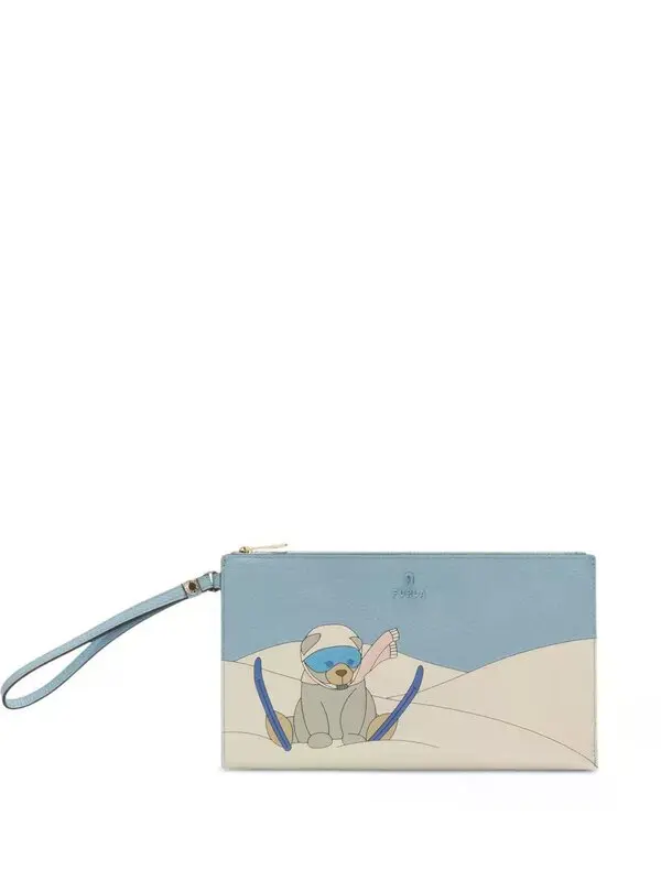 Furla Ski-bear-motif Clutch Bag - Blue