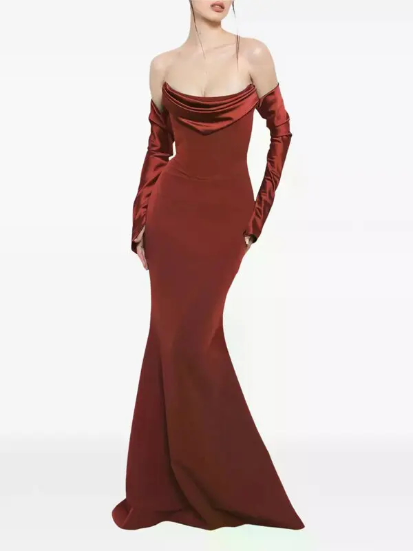 RHEA COSTA Raven Off-shoulder Maxi Dress