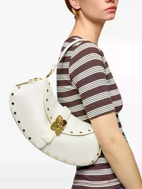 GANNI Buckle Embellished Shoulder Bag - White