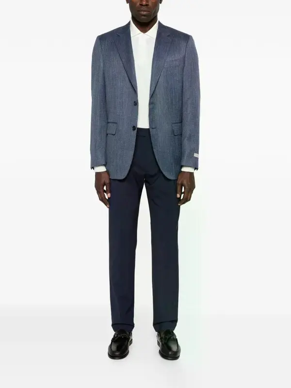 Canali Patterned Notched Lapel Jacket