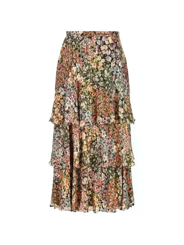 Valentino Garavani Floral-print Ruffled Skirt - Black