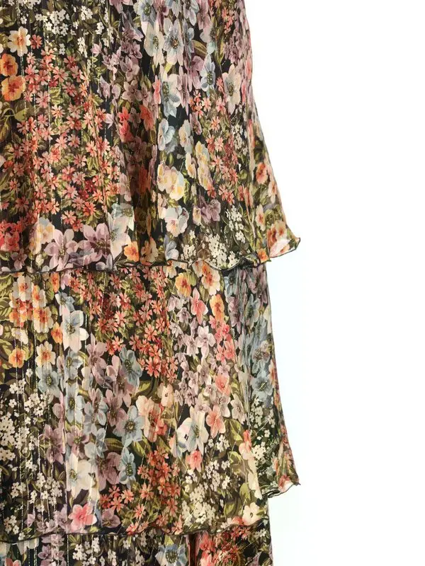 Valentino Garavani Floral-print Ruffled Skirt - Black