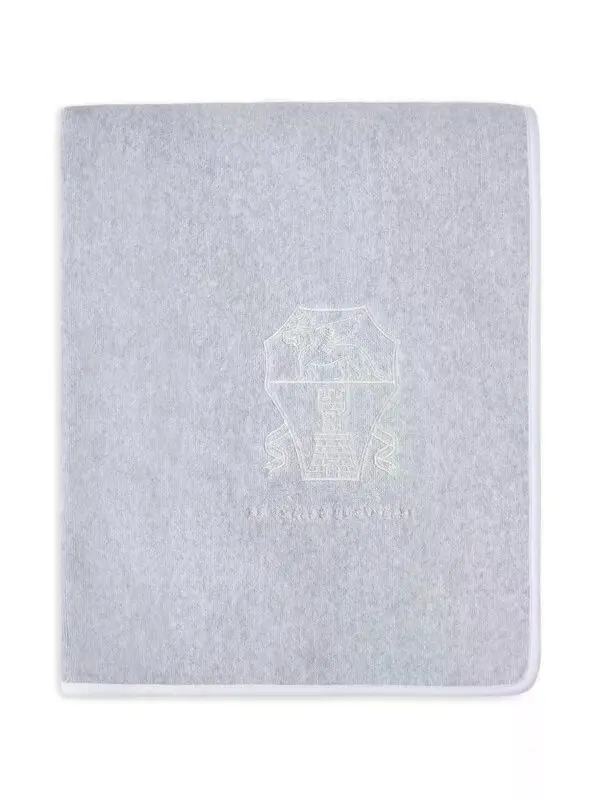 Brunello Cucinelli Cotton Terrycloth Towel With Embroidery - Grey