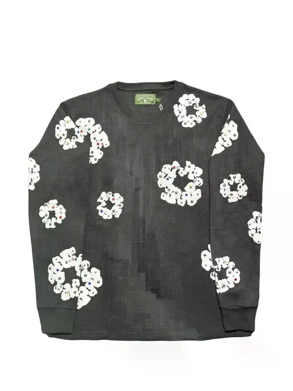DENIM TEARS Rhinestone Wreath Thermal T-shirt - Grey