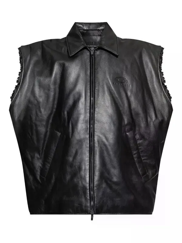 Balenciaga Frayed-edge Leather Vest