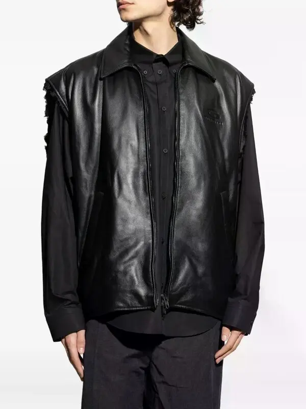 Balenciaga Frayed-edge Leather Vest