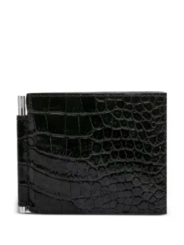 TOM FORD Crocodile-effect Money Clip Wallet - Black