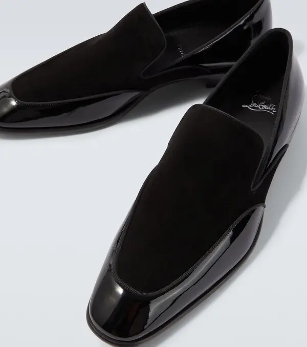 Christian Louboutin Yaki Patent Leather And Suede Loafers In  display picture 1