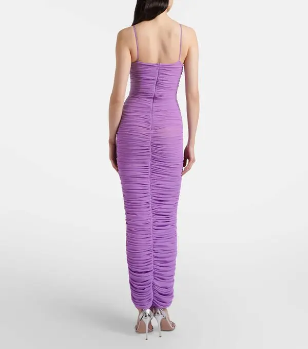 David Koma Floral-appliqué Ruched Cocktail Dress
