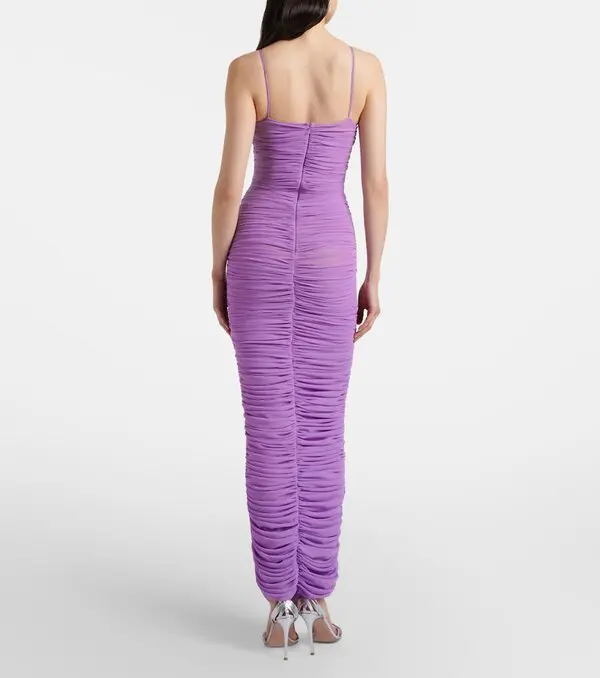 David Koma Floral-appliqué Ruched Cocktail Dress