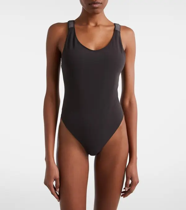Brunello Cucinelli Embellished Swimsuit - Brown