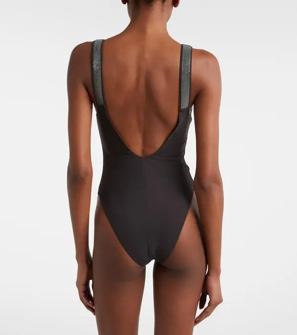 Brunello Cucinelli Embellished Swimsuit - Brown