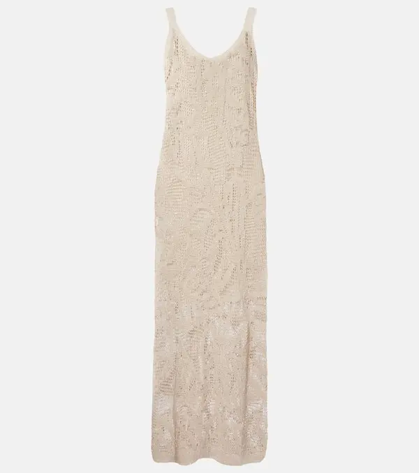 Brunello Cucinelli Knitted Midi Dress - Beige