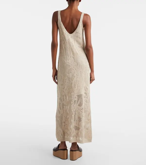Brunello Cucinelli Knitted Midi Dress - Beige
