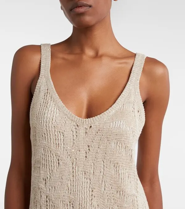Brunello Cucinelli Knitted Midi Dress - Beige
