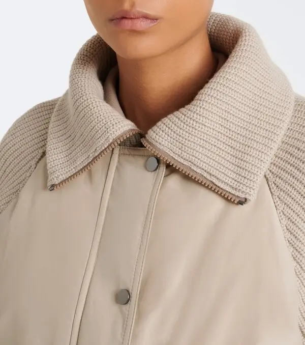 Brunello Cucinelli Wool, Cashmere, And Silk Down Jacket - Beige