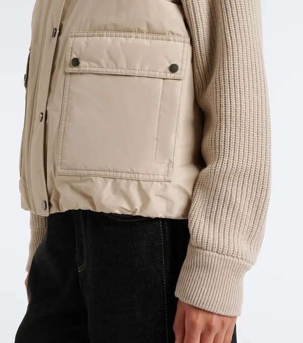 Brunello Cucinelli Wool, Cashmere, And Silk Down Jacket - Beige