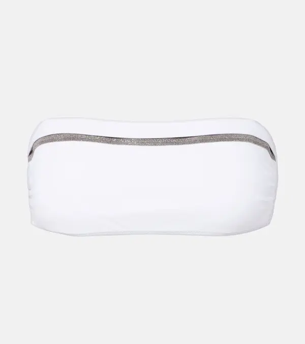 Brunello Cucinelli Embellished Bikini Top - White