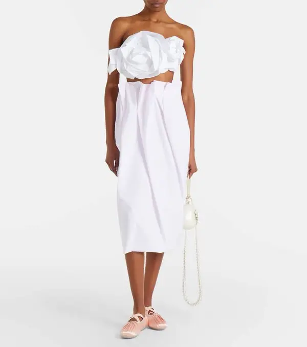 Simone Rocha Rosette Cotton Poplin Bandeau Top