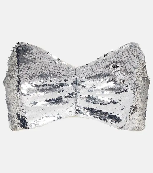 Simone Rocha Sequined Bandeau Top - Silver