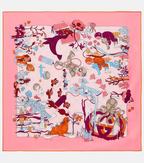 Gucci Printed Silk Twill Scarf - Multicoloured