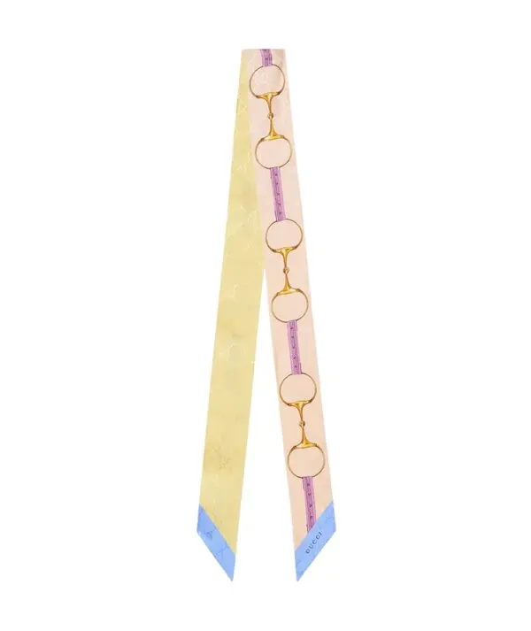 Gucci Gg Horsebit Silk Twill Scarf - Multicoloured