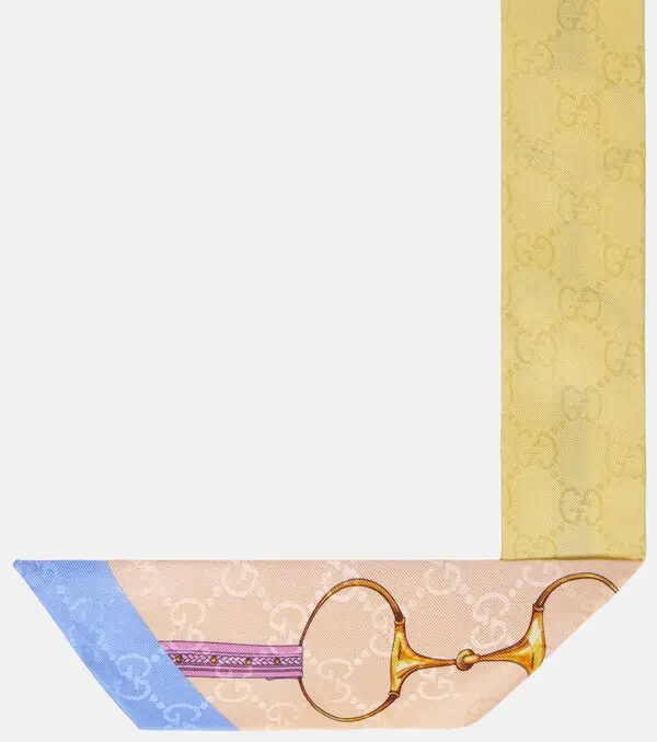 Gucci Gg Horsebit Silk Twill Scarf