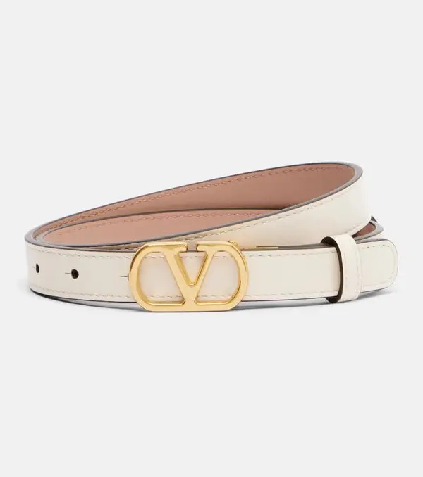 Valentino Garavani Vlogo Reversible Leather Belt - White