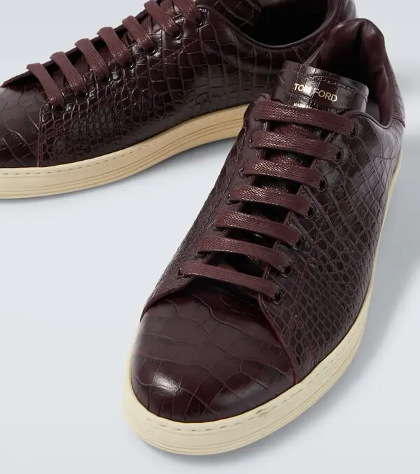 TOM FORD Warwick Croc-effect Leather Sneakers