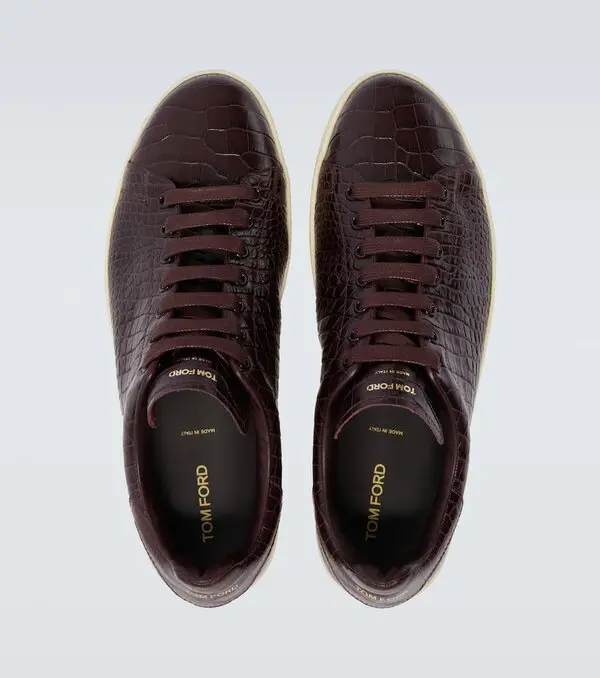 TOM FORD Warwick Croc-effect Leather Sneakers