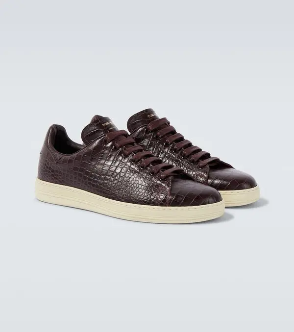 TOM FORD Warwick Croc-effect Leather Sneakers