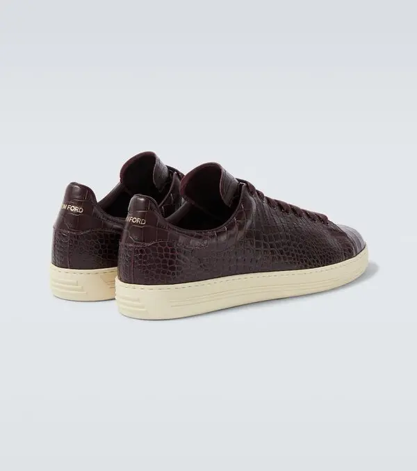 TOM FORD Warwick Croc-effect Leather Sneakers