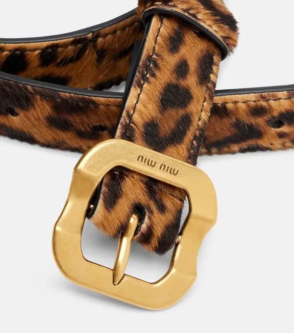 Miu Miu Leopard-print Calf Hair Belt