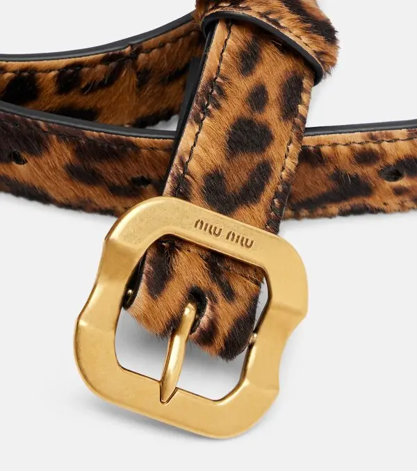Miu Miu Leopard-print Calf Hair Belt