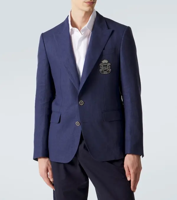 Dolce & Gabbana Logo Single-breasted Linen Blazer