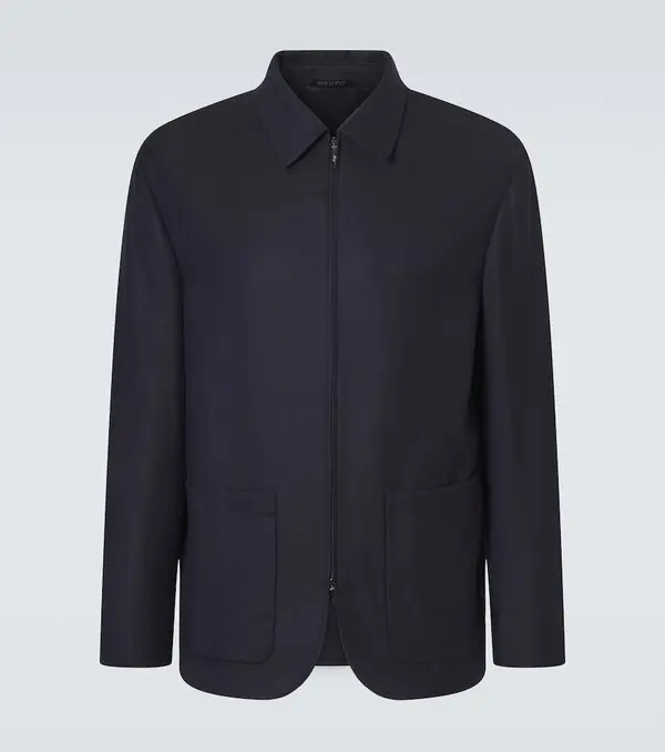 Giorgio Armani Chevron Wool And Cashmere-blend Jacket
