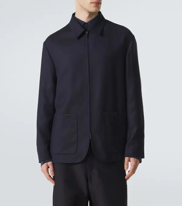 Giorgio Armani Chevron Wool And Cashmere-blend Jacket