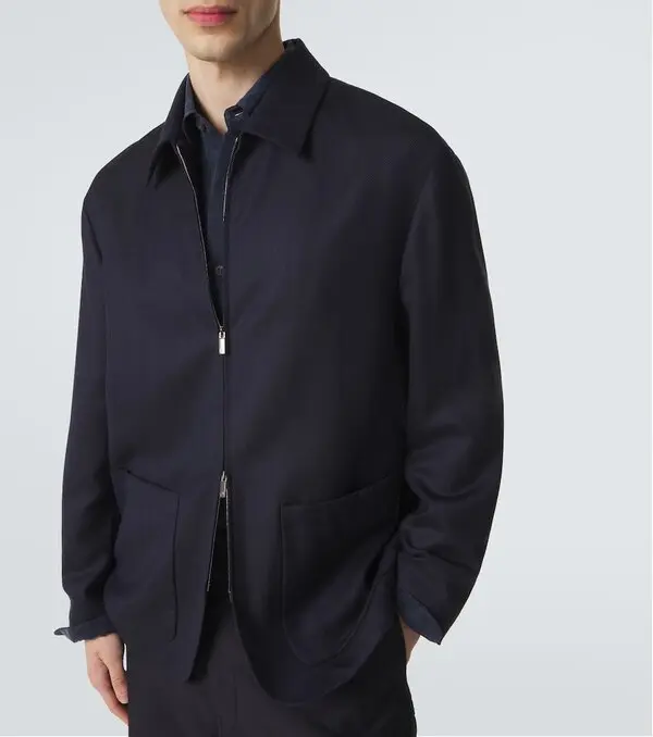Giorgio Armani Chevron Wool And Cashmere-blend Jacket